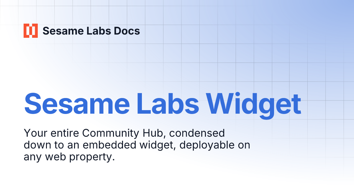 Sesame Labs Widget | Sesame Labs Docs